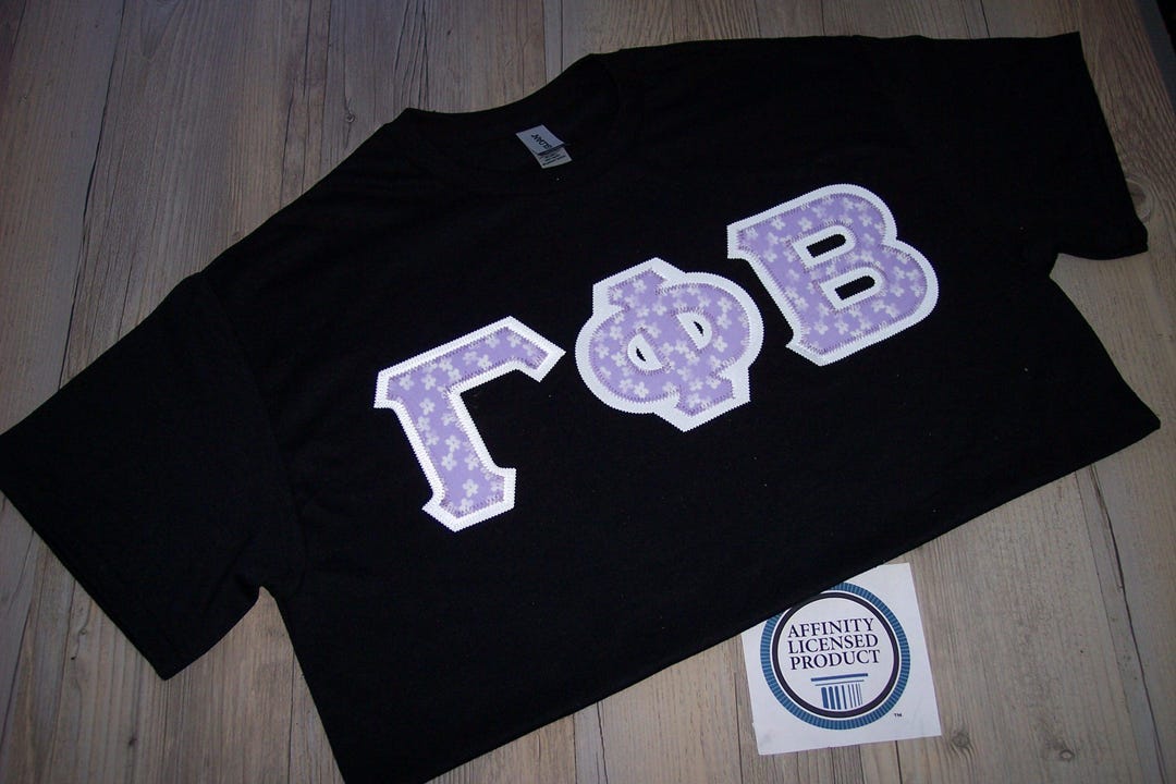Gamma Phi Beta Shirt -- Purple Forget-me-nots on White Twill - Etsy