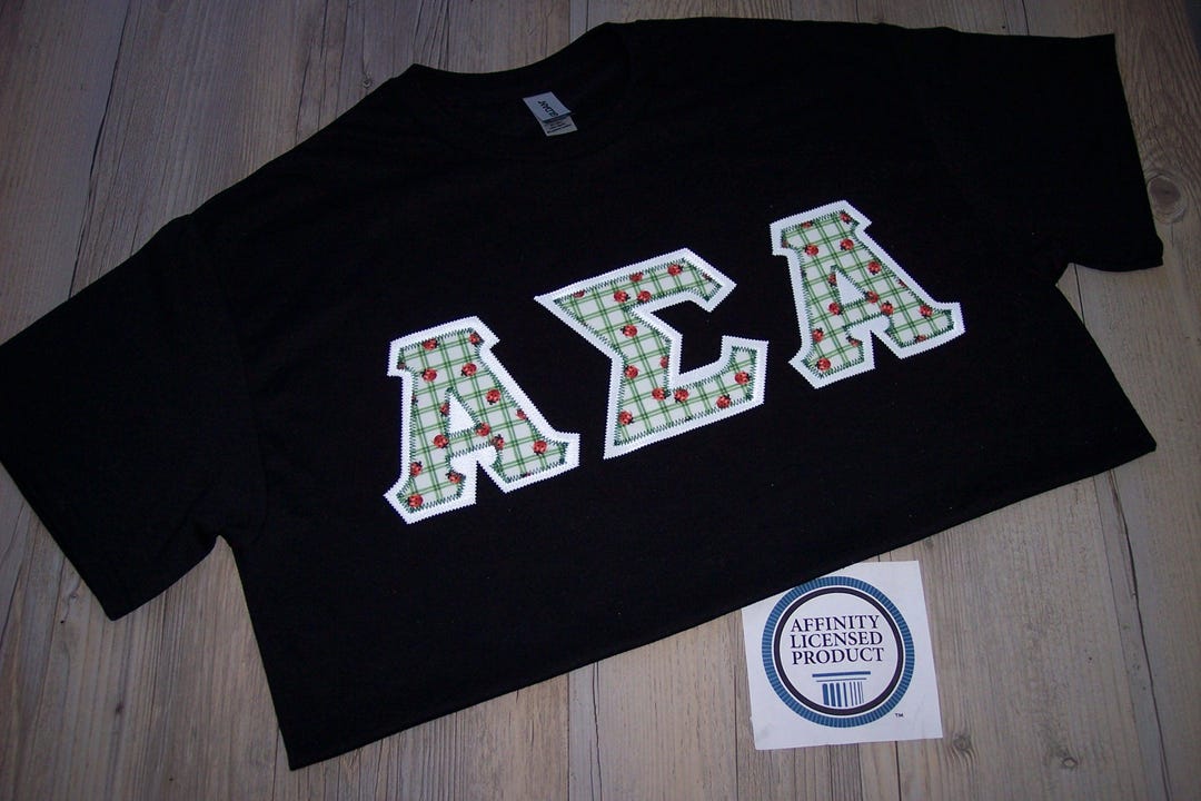 Alpha Sigma Alpha Shirt -- Ladybugs & Plaid on White Twill - Etsy