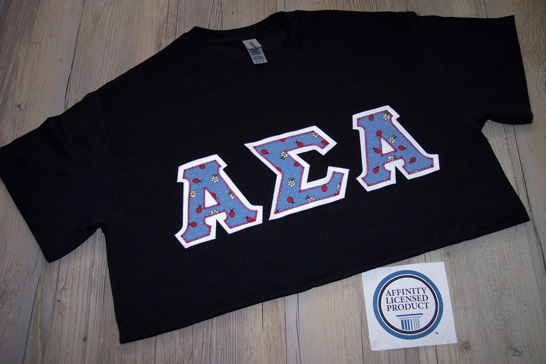 Alpha Sigma Alpha Shirt -- Ladybugs & Daisies on White Twill - Etsy
