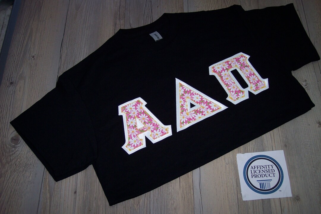 Alpha Delta Pi Shirt -- Pink Daisies on White Twill - Etsy