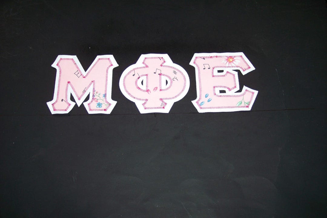 Mu Phi Epsilon Shirt -- Pink Music Notes and Flowers on White Twill - Etsy