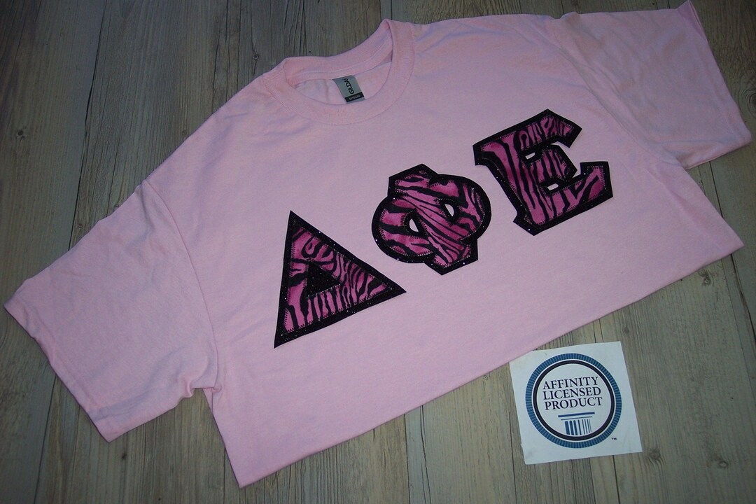Delta Phi Epsilon Shirt Pink Zebra on Black Glitter - Etsy