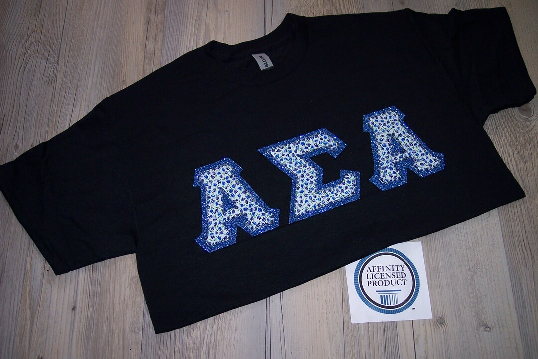 Alpha Sigma Alpha T-shirt Blue Tulips on Blue Glitter - Etsy