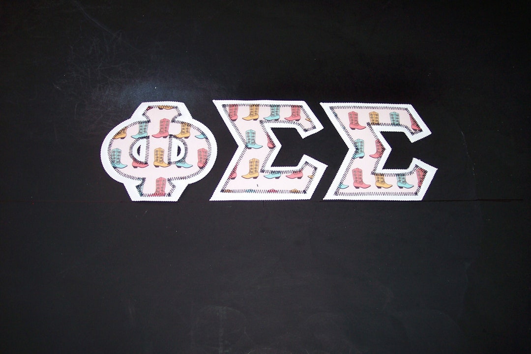 Phi Sigma Sigma Shirt -- Cowboy Boots on White Twill - Etsy