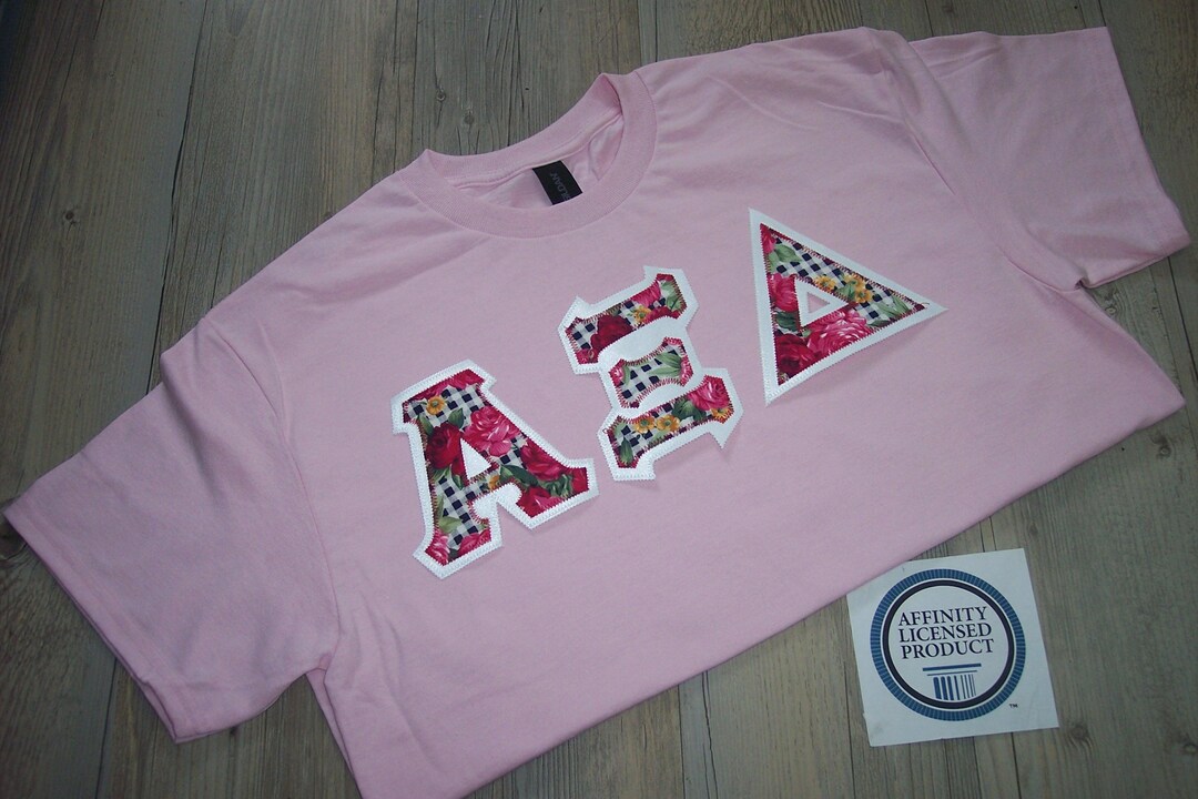Alpha Xi Delta Shirt -- Roses & Plaid on White Twill - Etsy