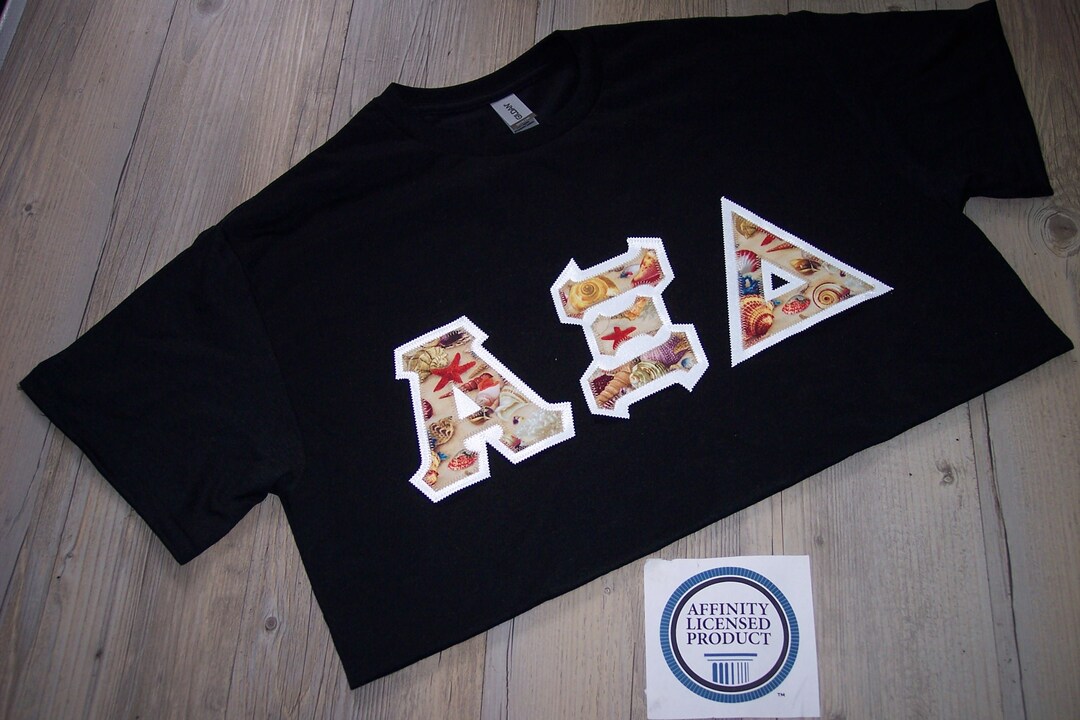 Alpha Xi Delta Shirt -- Seashells on White Twill - Etsy