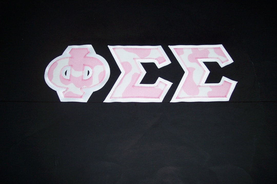 Phi Sigma Sigma Shirt -- Pink Cow Print on White Twill - Etsy