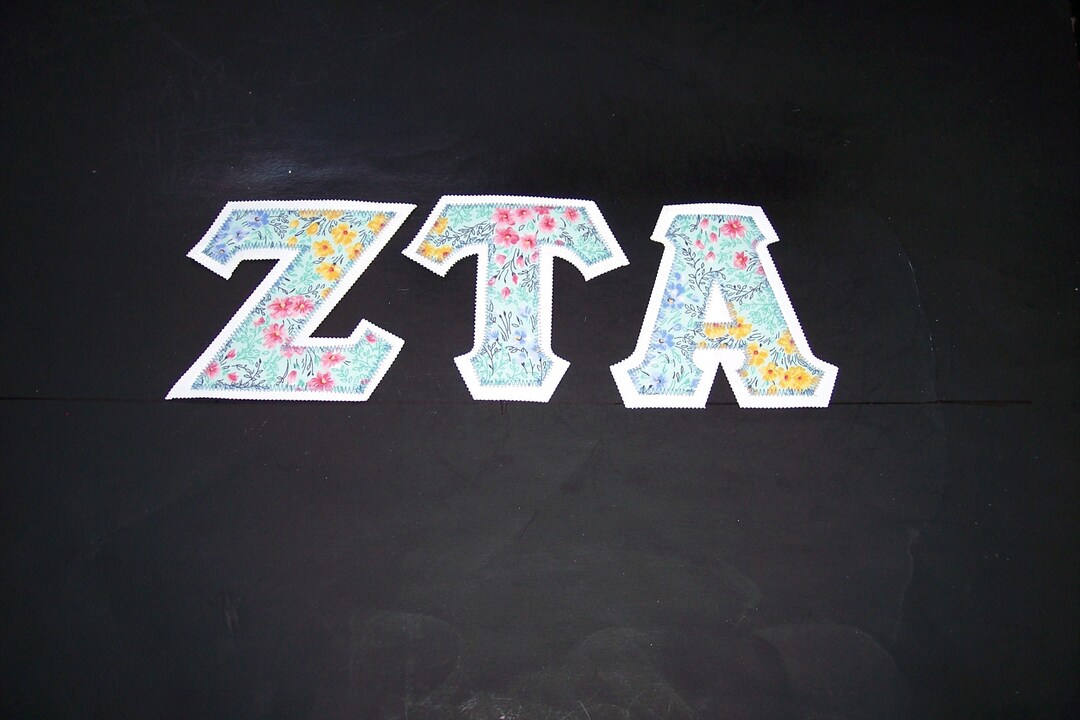 Zeta Tau Alpha Shirt -- Flowers on White Twill - Etsy
