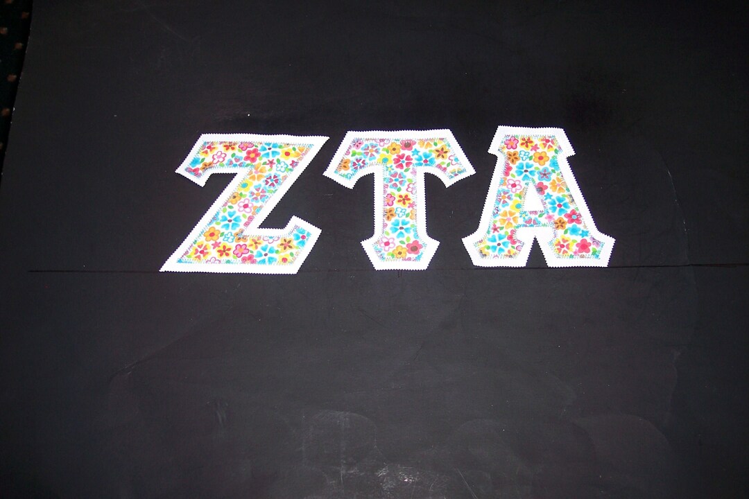 Zeta Tau Alpha Shirt Hippy Flowers on White Twill - Etsy