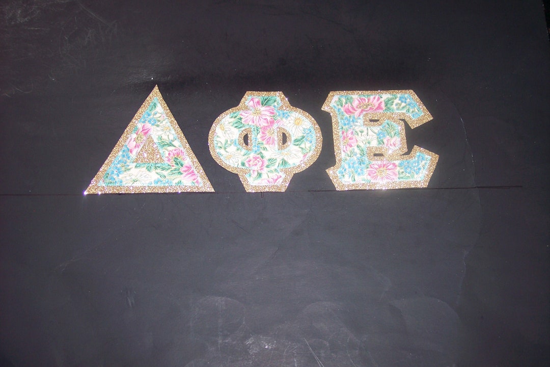 Delta Phi Epsilon Shirt -- Pink & Blue Flowers on Gold Glitter - Etsy