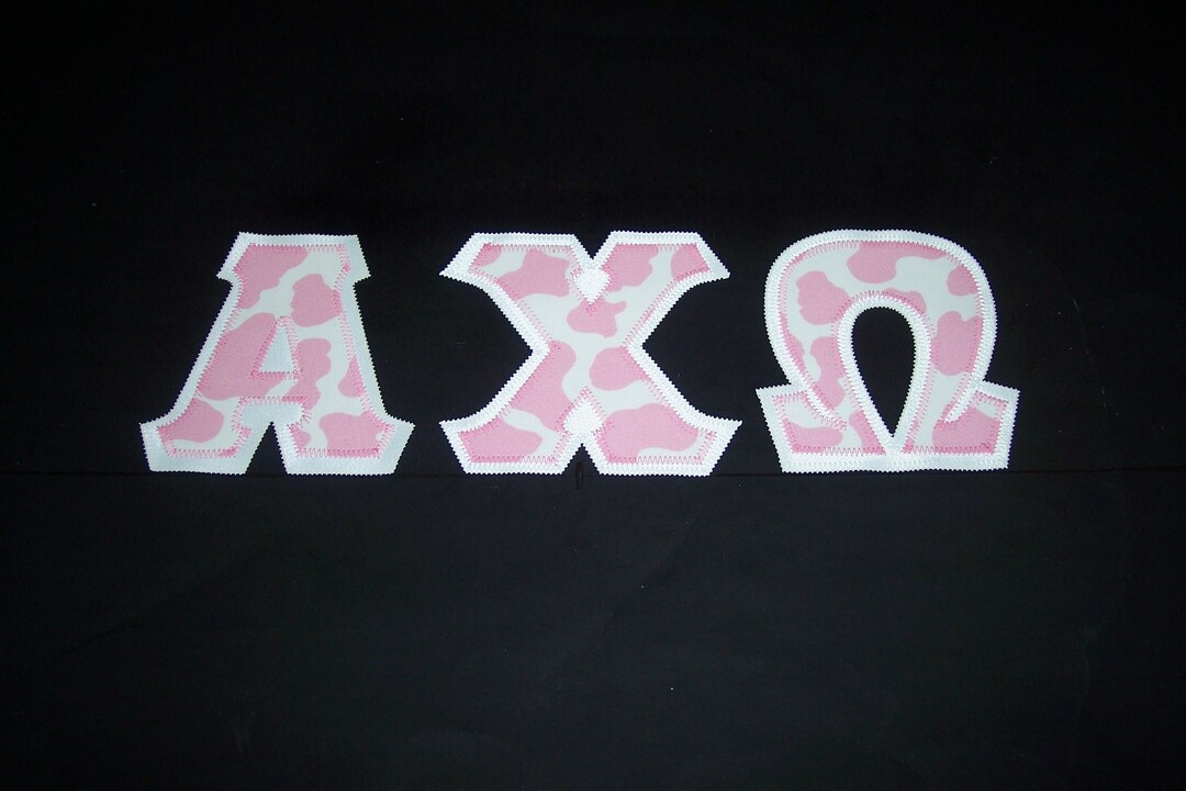 Alpha Chi Omega Shirt -- Pink Cow on White Twill - Etsy