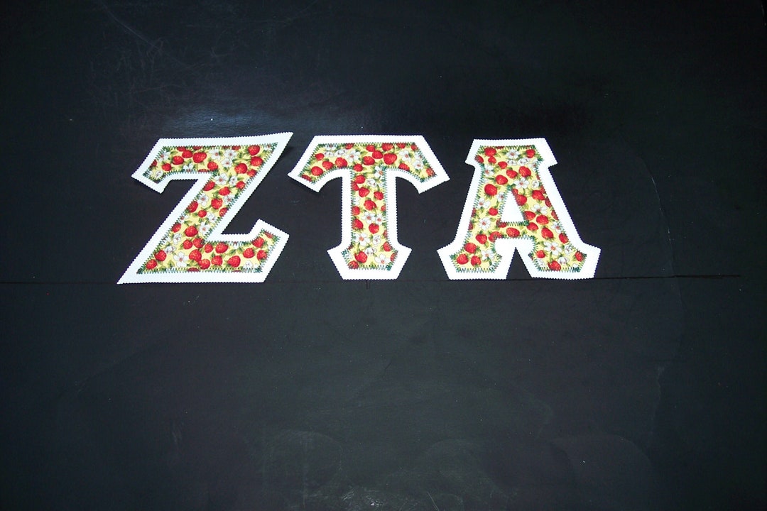 Zeta Tau Alpha Shirt -- Strawberries & Flowers on White Twill - Etsy