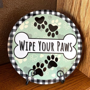Wipe Your Paws Sign for Wreath, Dog Door Decor, Paw Print Wreath ...