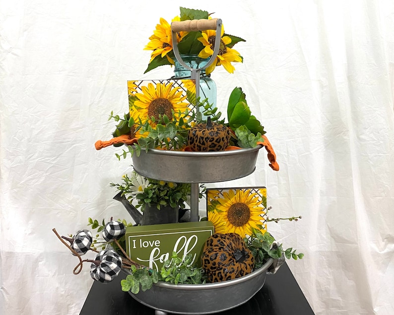 Fall Sunflower Two-tiered Tray Decor Sunflower Shelf Sitter - Etsy