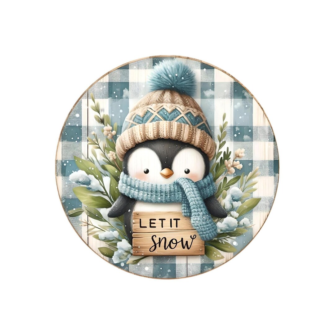 Adorable Penguin Sign for Wreath, Personalized Christmas Decor, Shelf ...