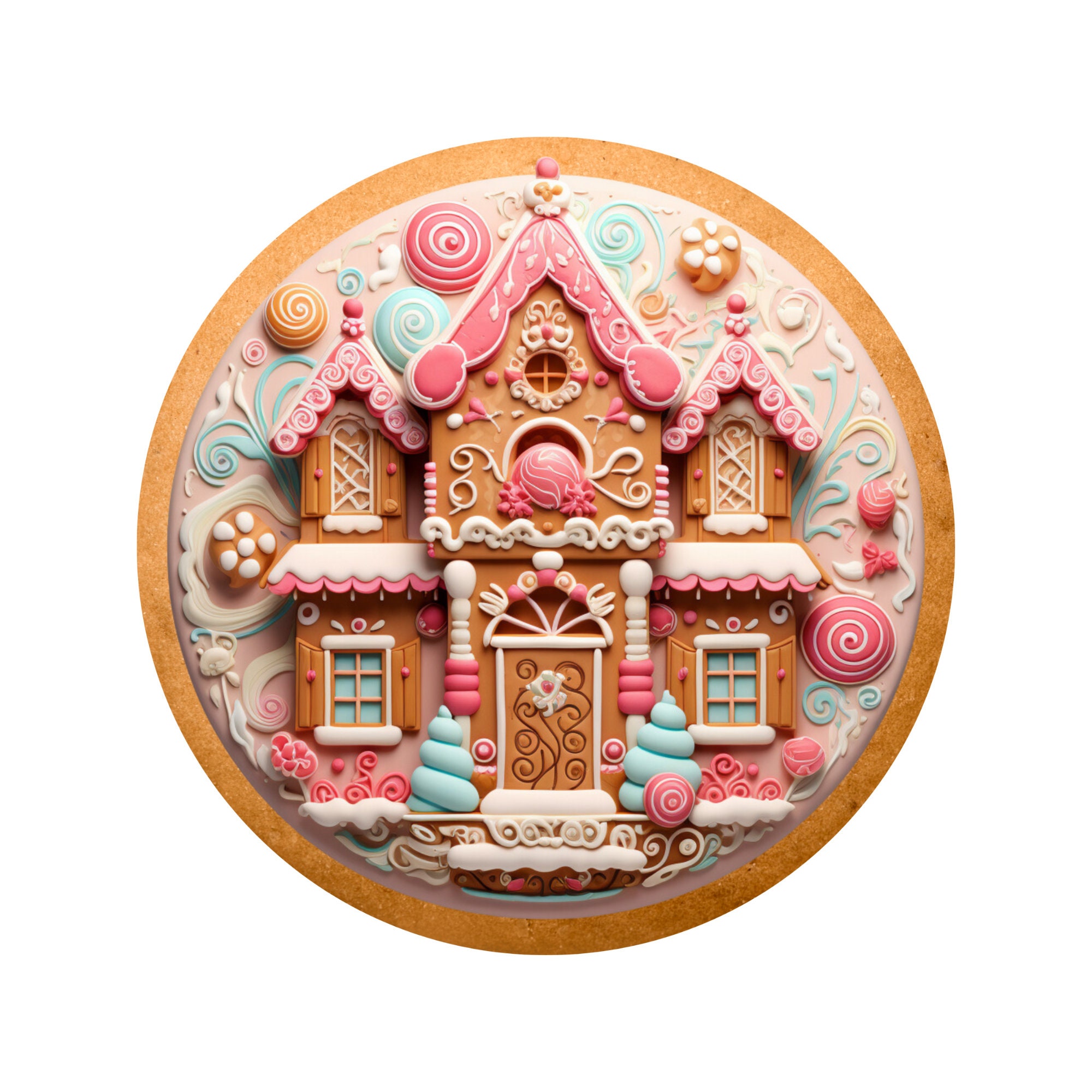 Gingerbread House Sign for Wreath Pastel Christmas Decor for - Etsy