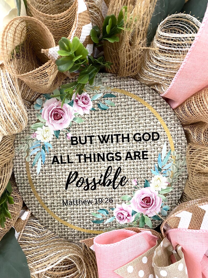 Scripture Wreath for Front Door Religious Floral Wall Decor - Etsy
