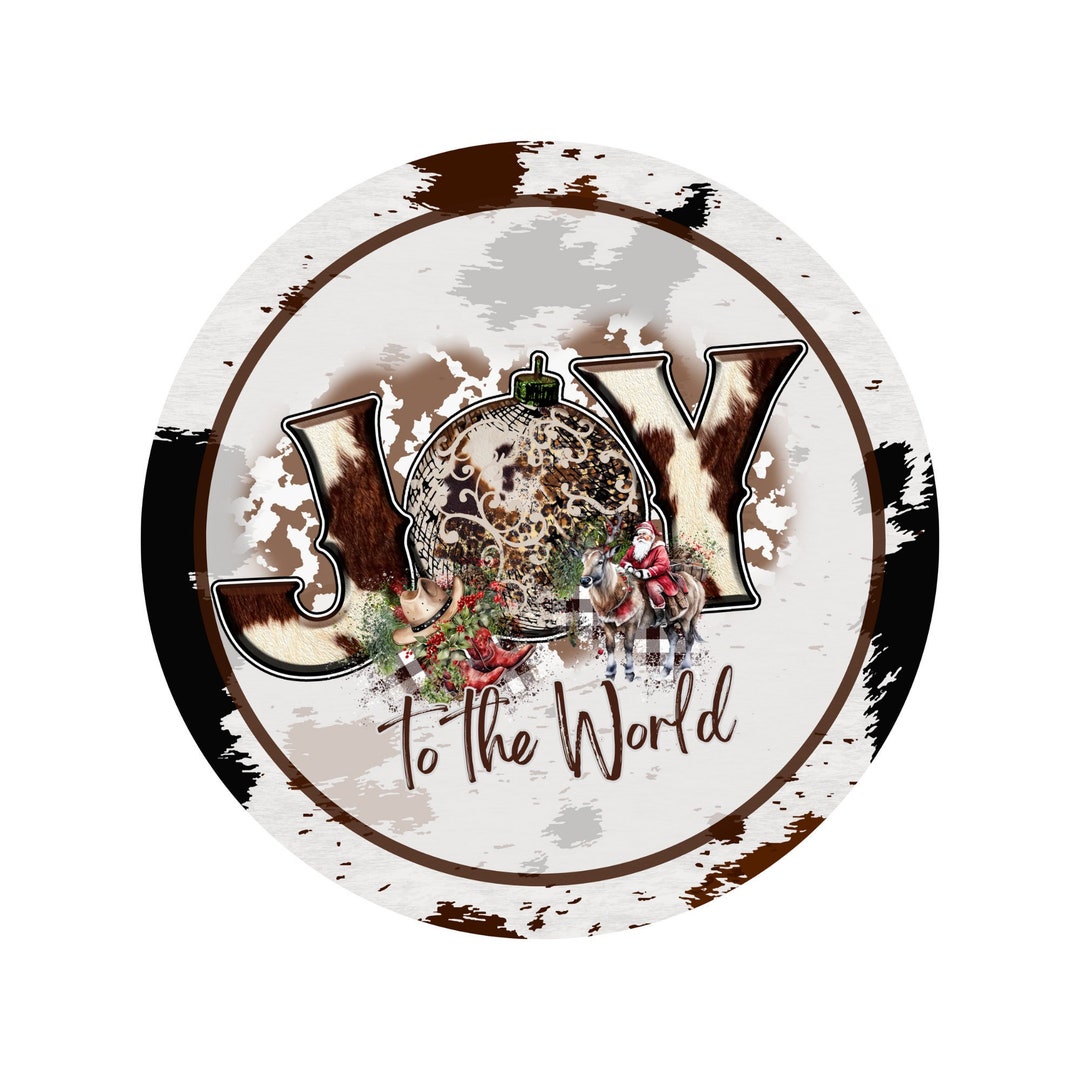 Cow Print Cowboy Santa Christmas Sign: Western Wreath Attachment - Etsy