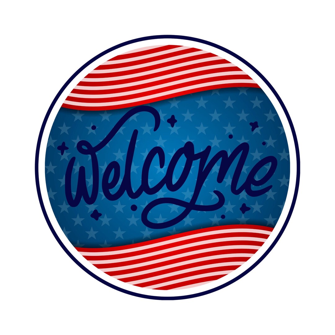 Red White and Blue Welcome Sign for Wreath, 4th of July Shelf Decor ...