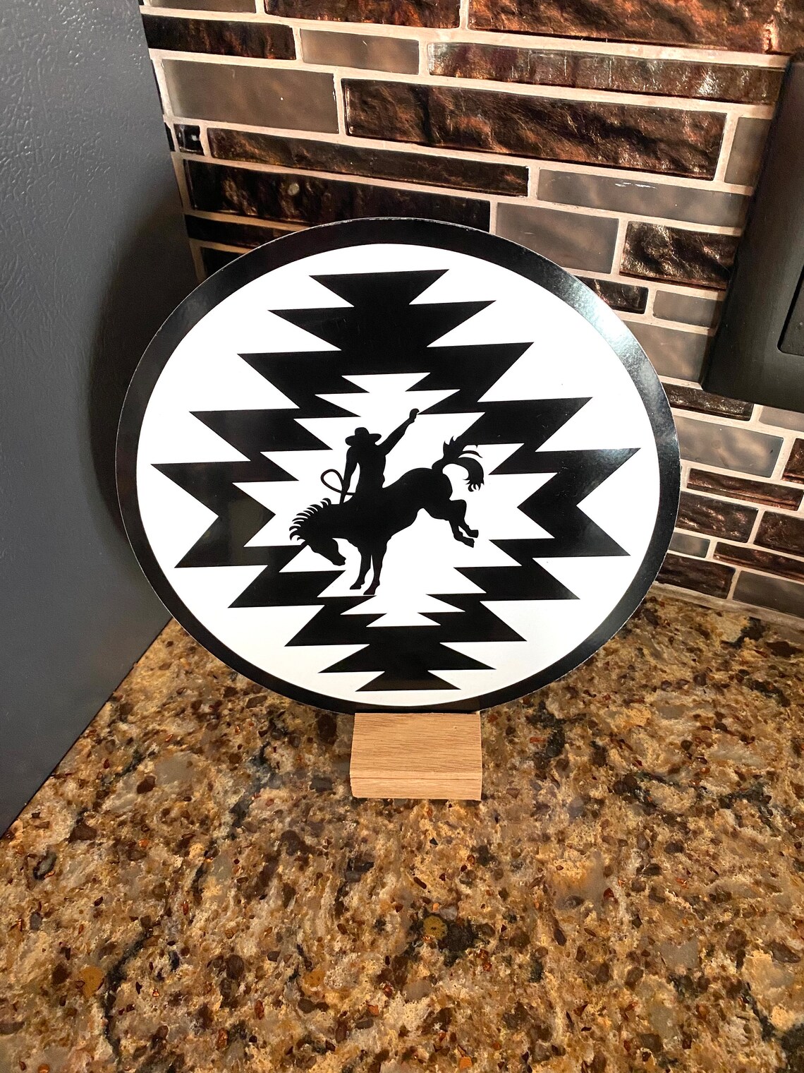 Bucking Bronc Aluminum Sign: Western Aztec Wreath Decor, Saddle Bronc ...