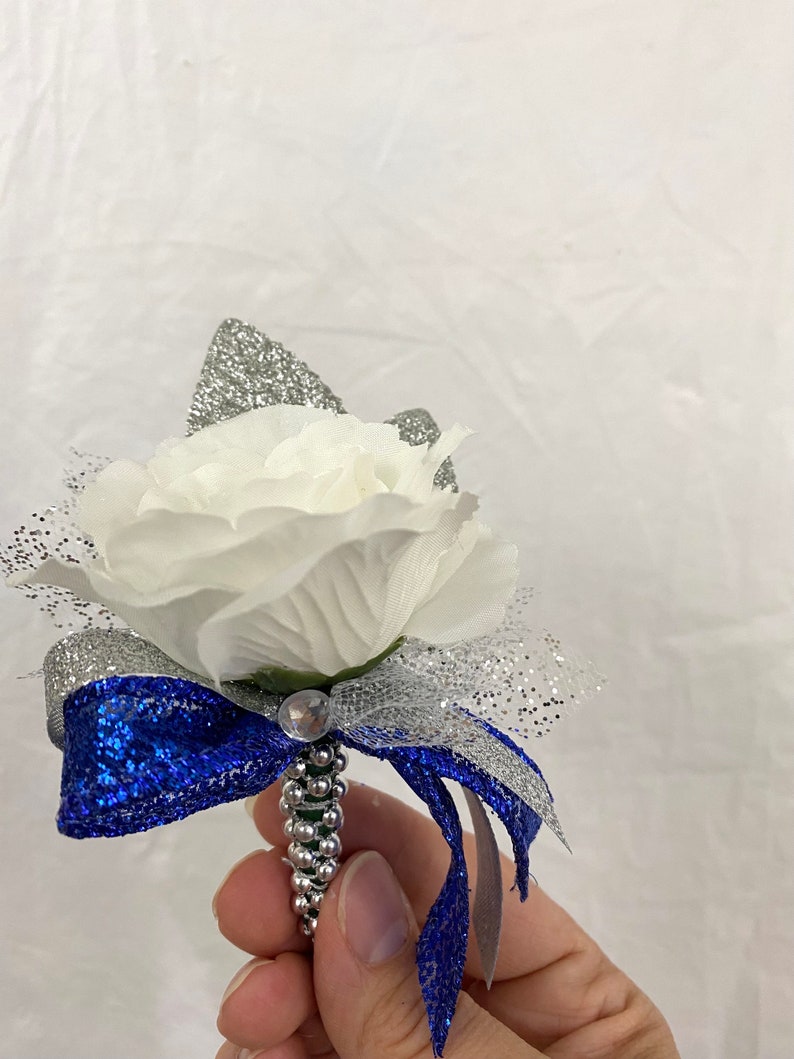 Royal Blue Wrist Corsage and Boutonniere Set for Prom Blue - Etsy