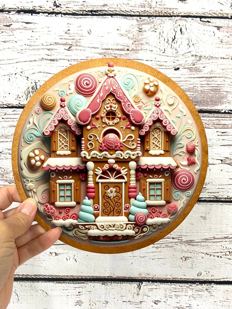 Gingerbread House Sign for Wreath Pastel Christmas Decor for - Etsy
