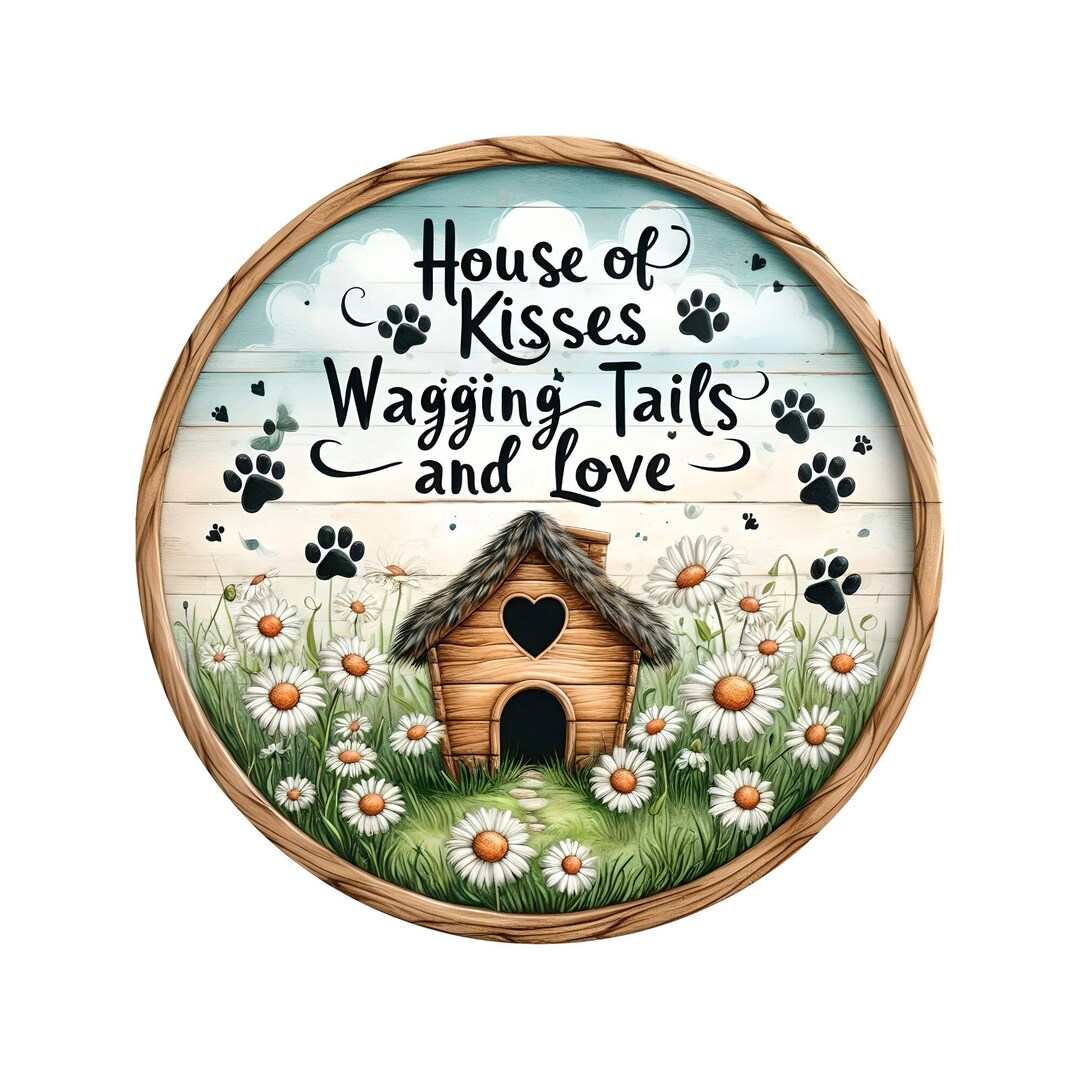 Dog Lover Sign for Wreath, Wagging Tails Door Hanger, Daisy Home Decor ...
