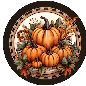 Rustic Orange Pumpkin Sign for Wreath, Fall Aluminum Sign, Wreath ...