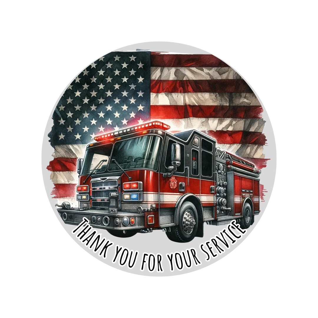 Fireman Appreciation Sign for Wreaths, Firetruck Shelf Decor, Round ...