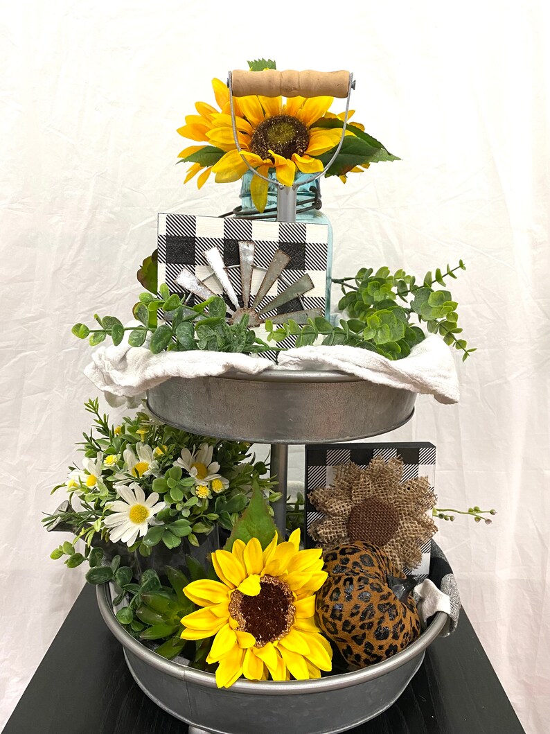 Sunflower Shelf Sitter Farmhouse Tiered Tray Decor Sunflower - Etsy