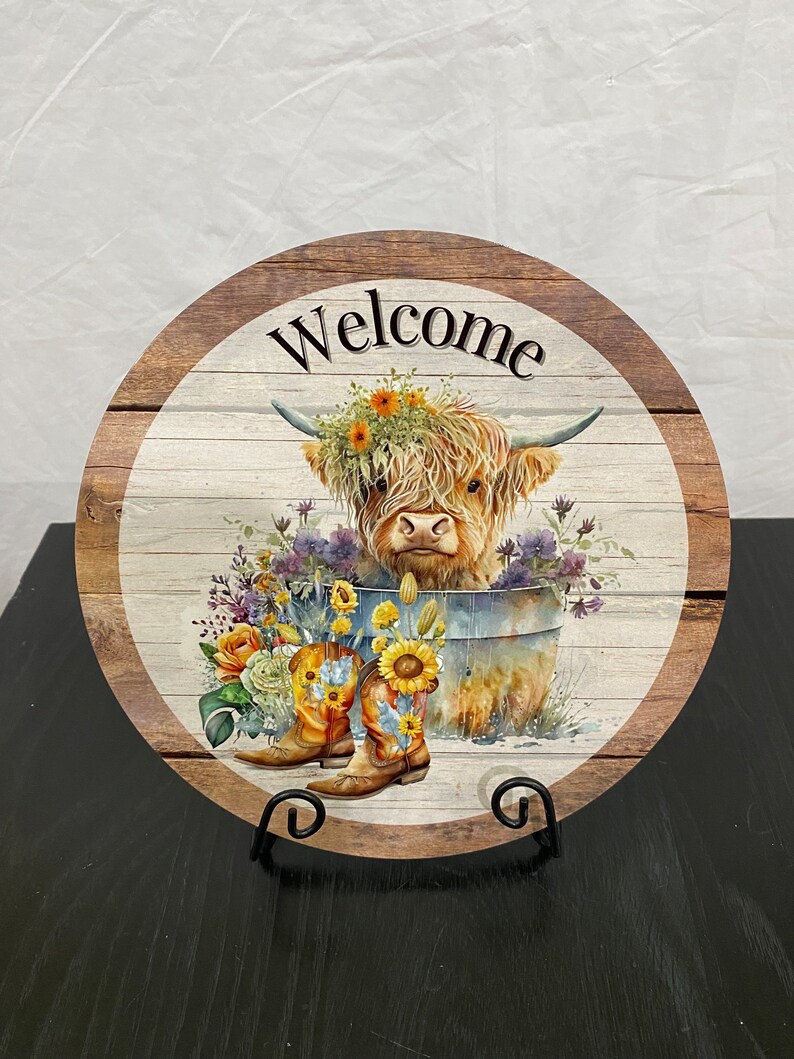 Highland Cow Home Decor Sign Welcome Sign for Wreath - Etsy