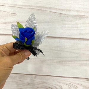 Royal Blue Corsage for Prom, Blue and Black Corsage and Boutonniere Set ...
