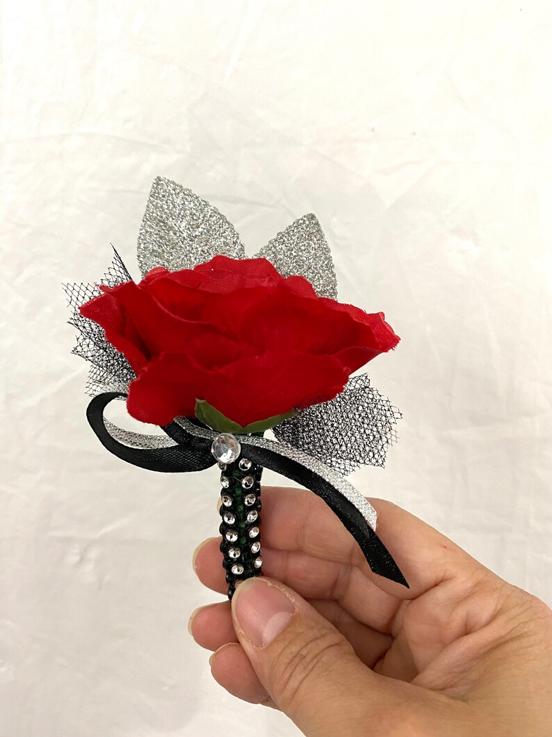 Red Wrist Corsage for Prom Red and Black Corsage and - Etsy