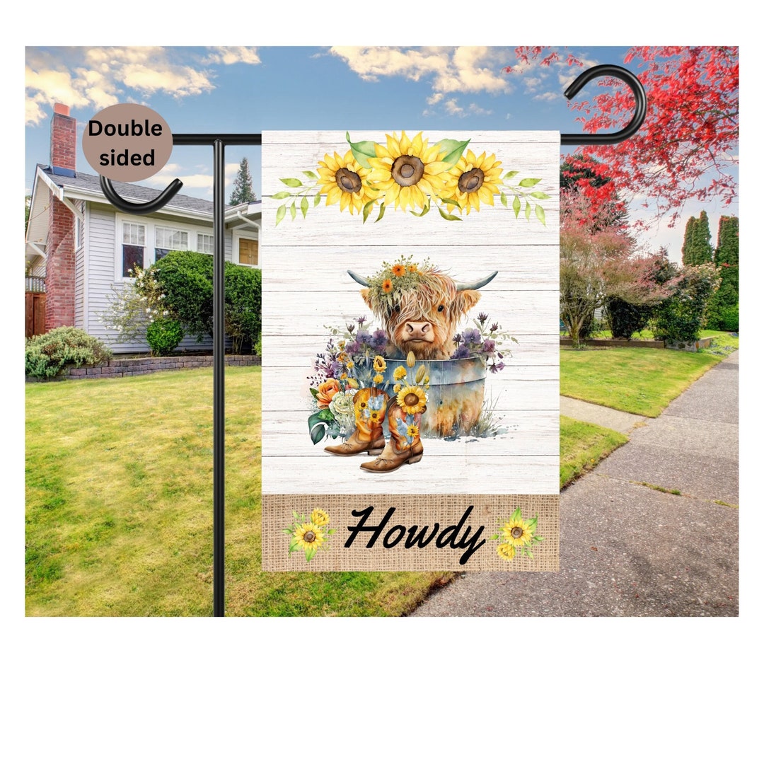 Highland Cow Flag for Fall, Howdy Yard Flag, Fall Cow Decor, Farm ...