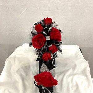 Red Wrist Corsage for Prom Red and Black Corsage and - Etsy