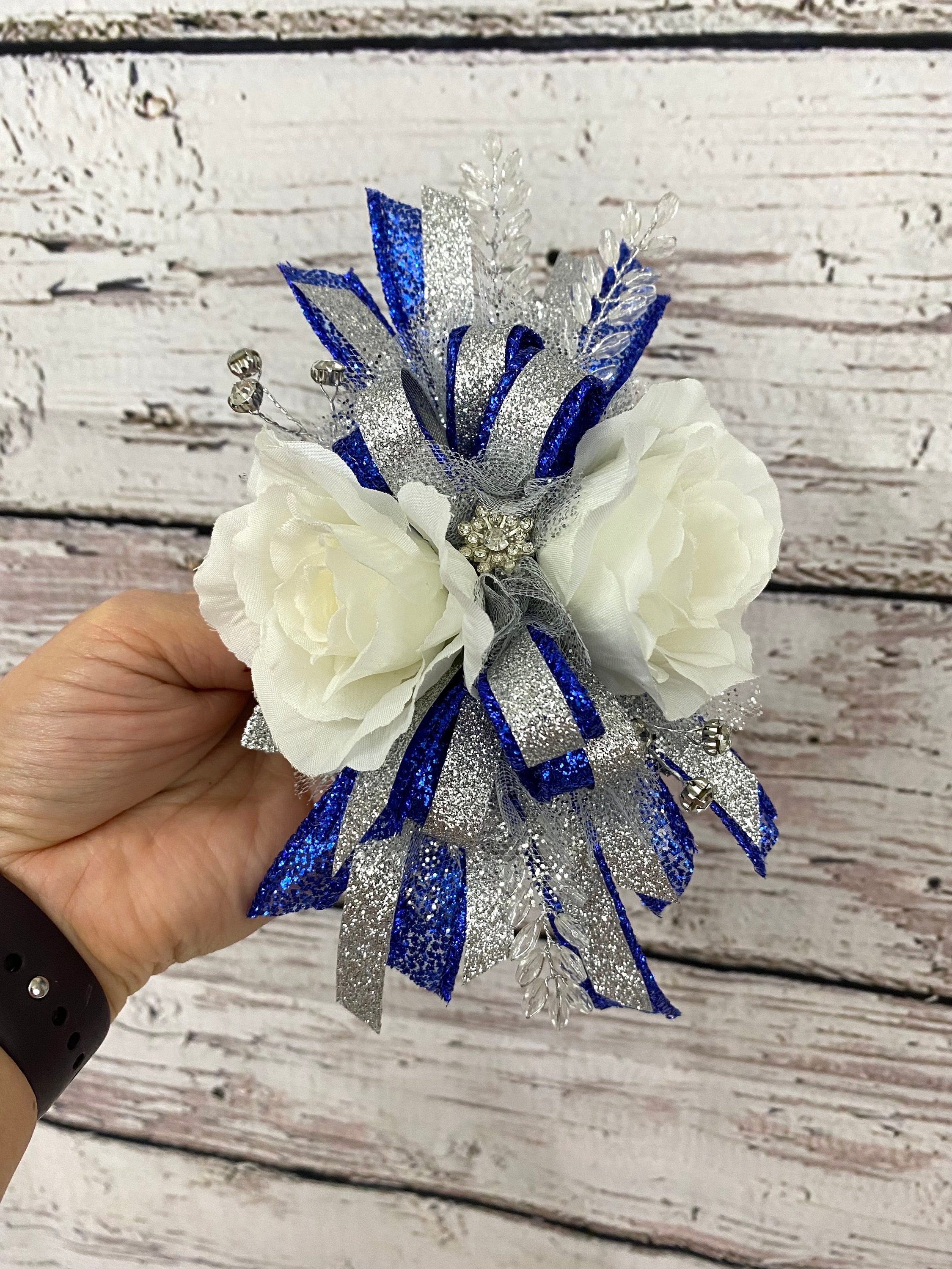 Royal Blue Wrist Corsage and Boutonniere Set for Prom Blue - Etsy