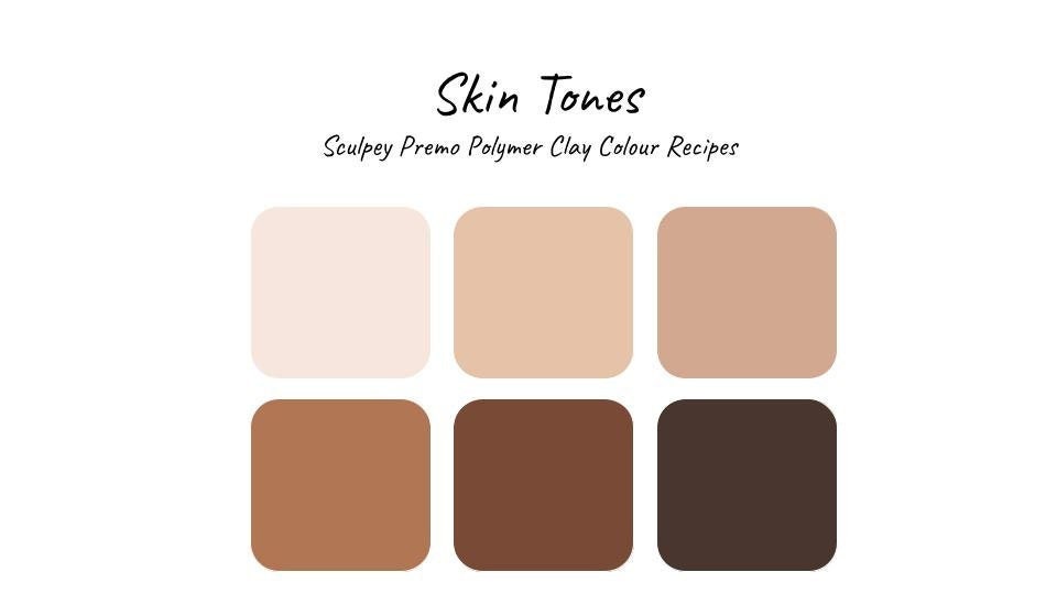 Inclusive Skin Tones Sculpey Premo Polymer Clay Color Recipes Guide - Etsy