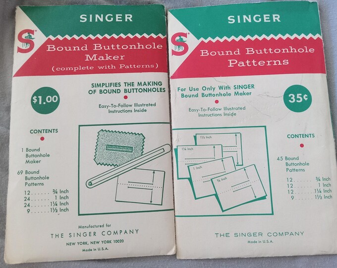 1950s SINGER Bound Buttonhole Maker With Patterns / Bound Buttonhole ...