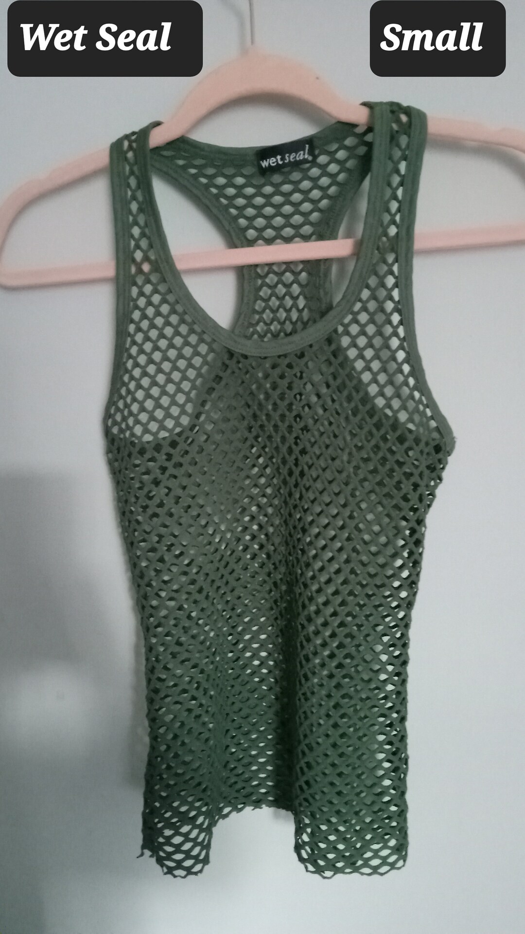 Vintage 90s Wet Seal Fishnet Mesh Tank Size Small/medium Stretchy Edgy ...