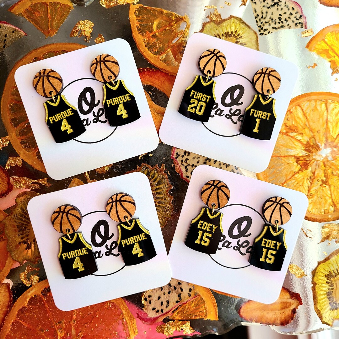 Custom Personalized Basketball Jersey Earrings, Team Spirit Earrings - Etsy