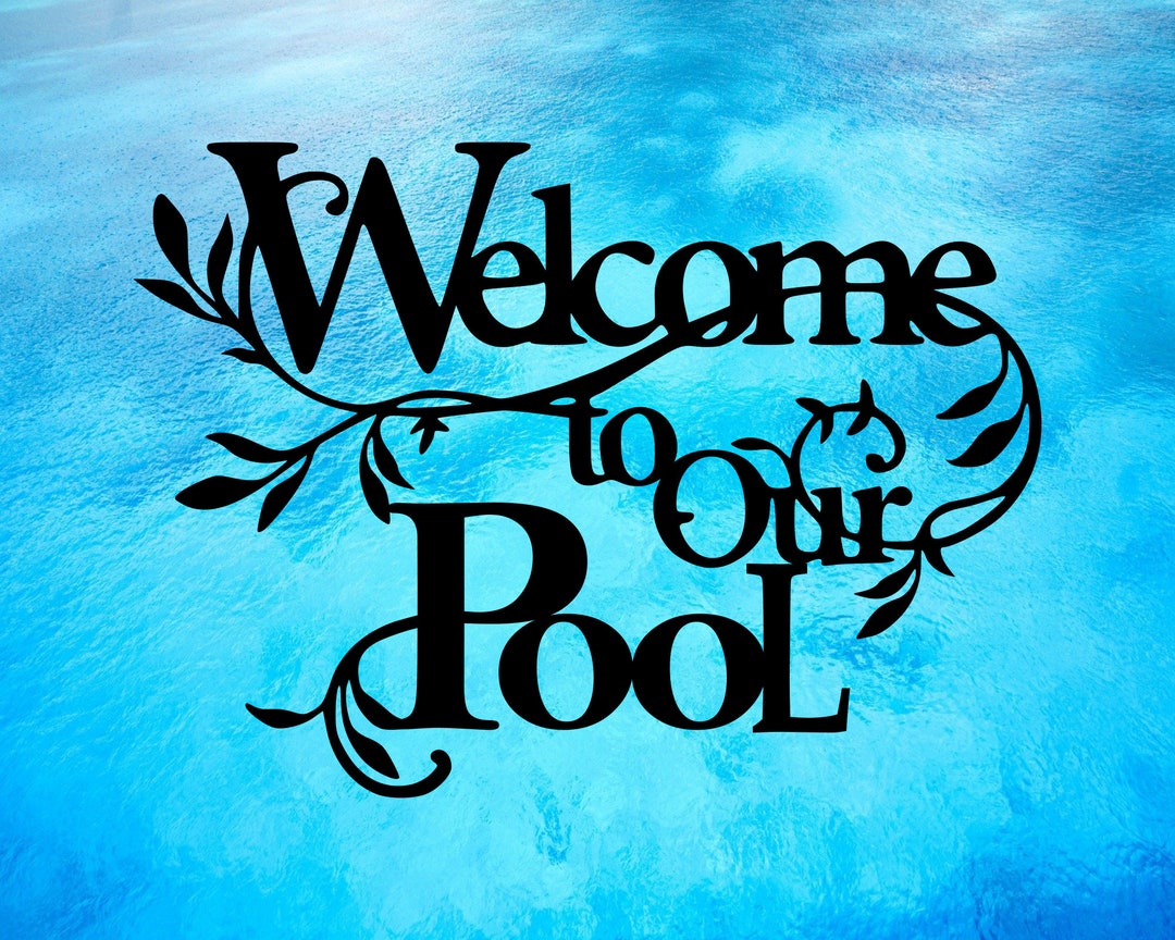 Welcome to Our Pool Floral Metal Sign - Etsy