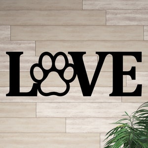 Love Paw Print Metal Sign, Hanging Wall Decor for Pet and Dog Owners - Etsy