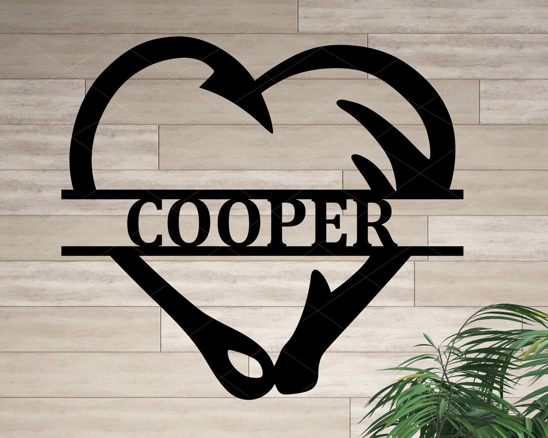 Personalized Hook & Antler Monogram, Family Last Name Sign, Metal Name ...