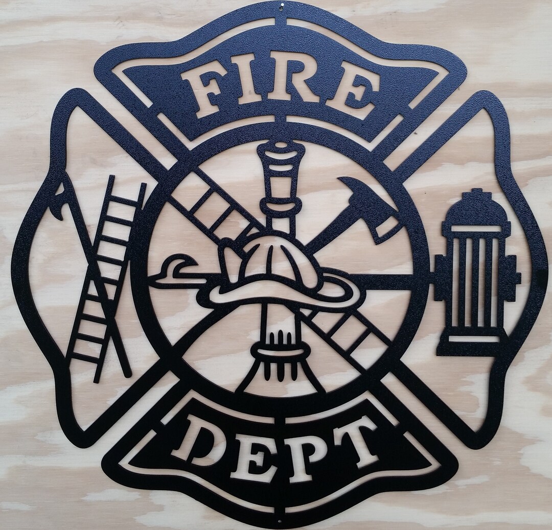 18 Inch Fire Department Metal Sign, Firefighter Maltese Cross, Pre-made ...