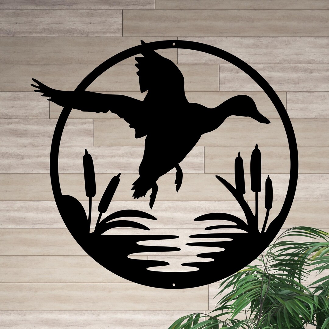 Duck Metal Sign, Water Reeds Wall Art, Cabin Decor - Etsy