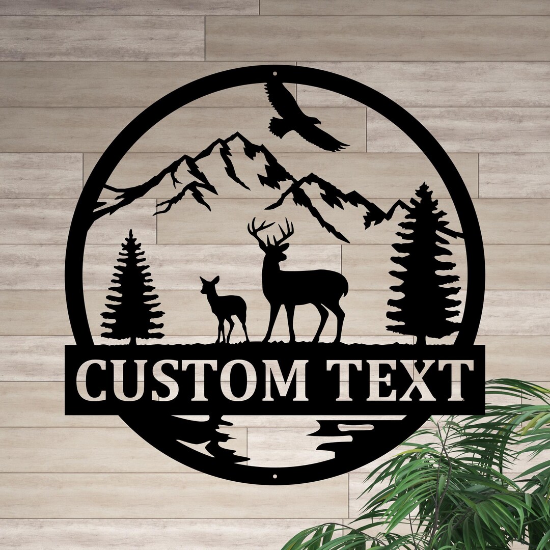Custom Deer Family Name Sign: Powder Coated Cabin Decor - Etsy