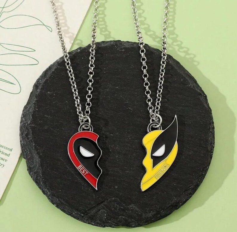 Deadpool & Wolverine Necklace Set and Keychain, Best Friend Matching ...