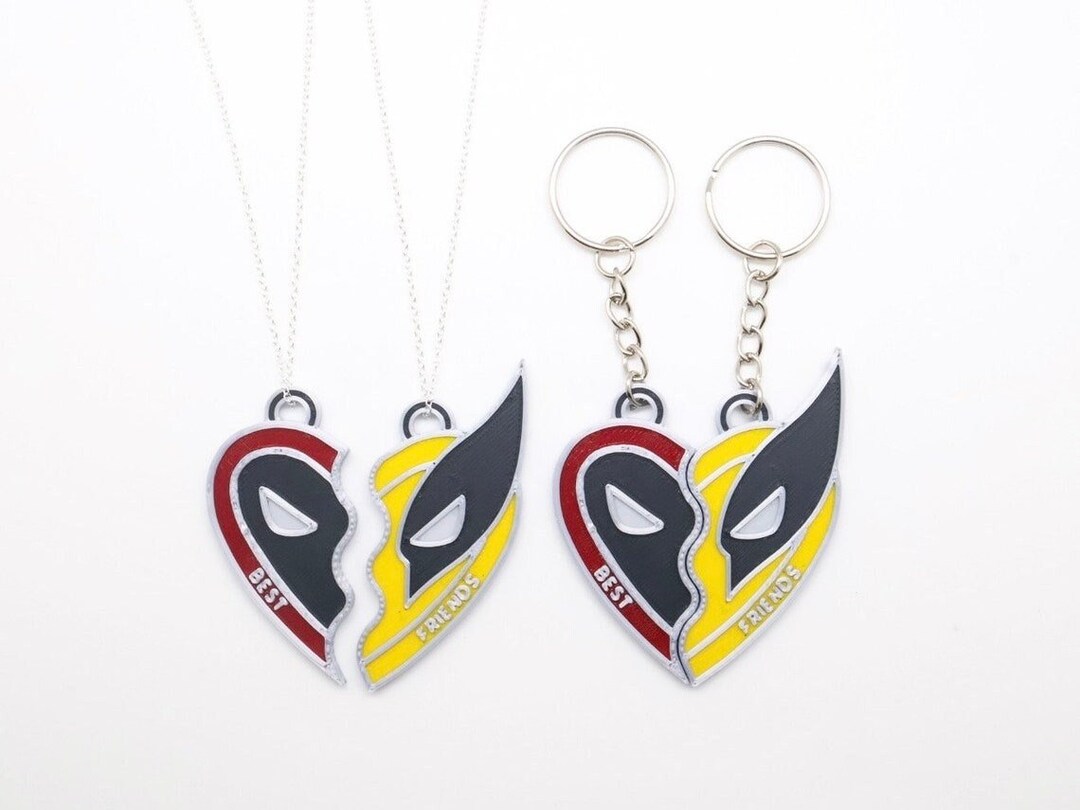 Deadpool & Wolverine Magnetic Necklace Set and Keychain, Best Friend ...