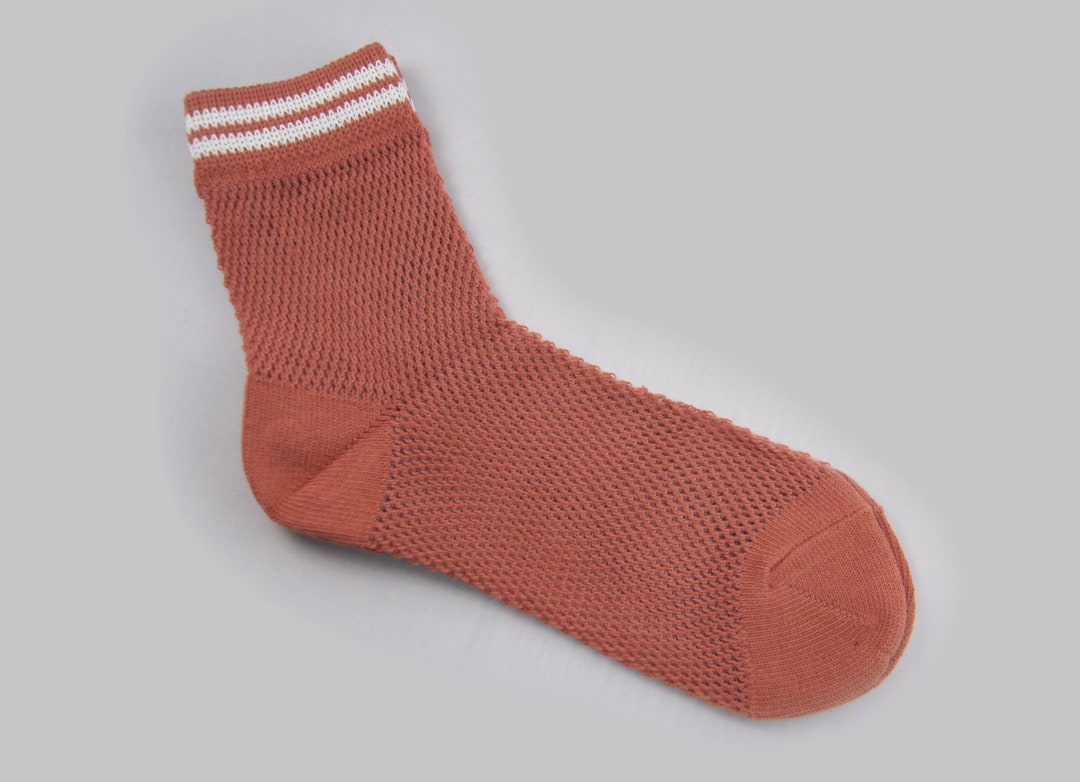 The Mesh Varsity Socks Rust Color Vintage Inspired 50s 60s Style Sock ...