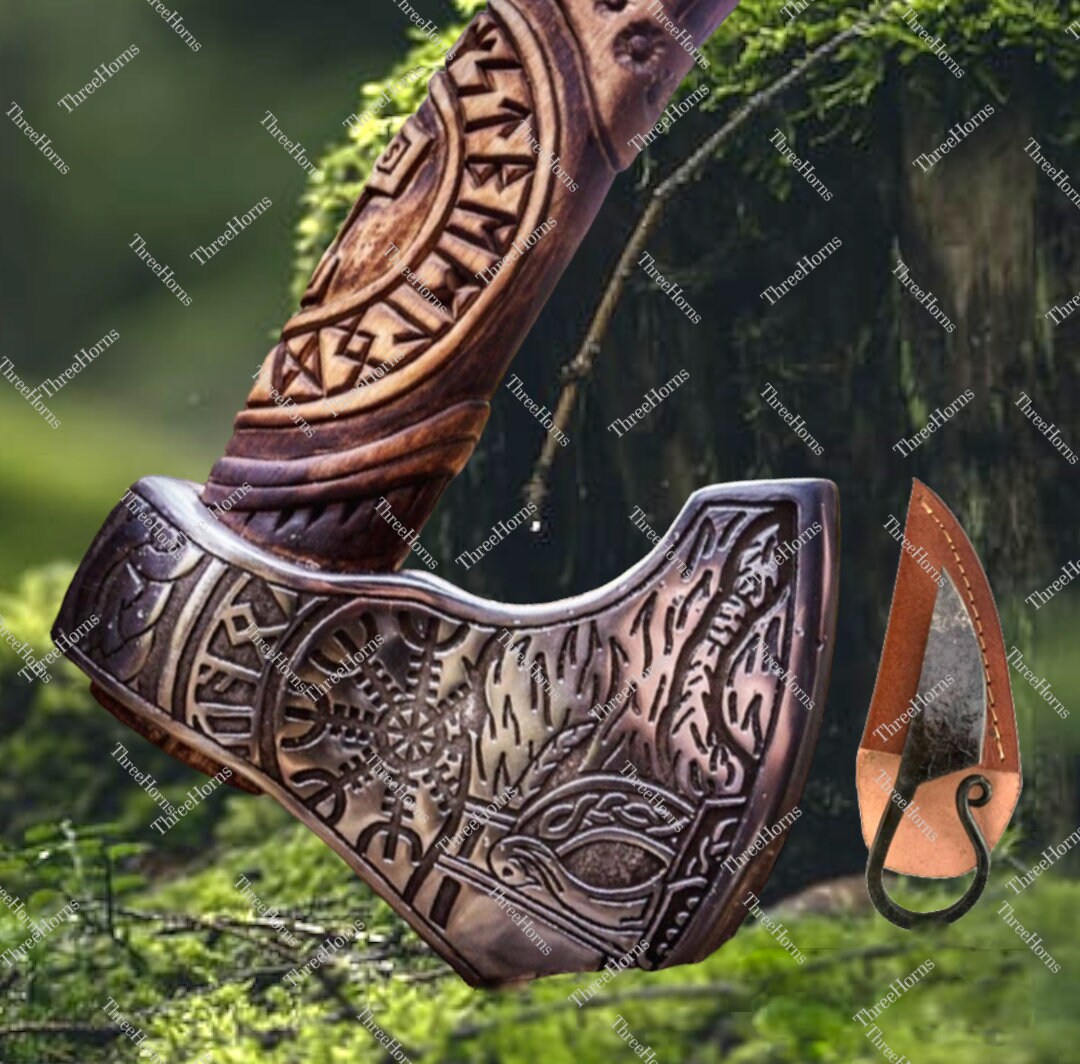Custom Gift Hand Forged Carbon Steel VIKING AXE With Ash Wood - Etsy
